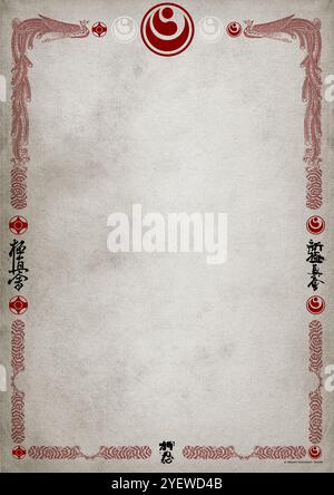 Poster, certificate, diplom karate . Old vintage paper texture ...