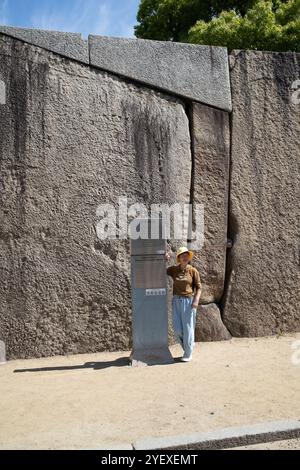 Osaka castle huge stones of Sakuramon masugata square with the immense ...