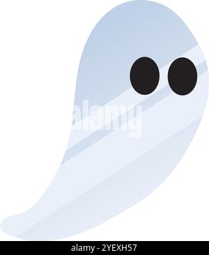 Blue ghost cartoon with simple shape and black eyes, Vector Stock ...