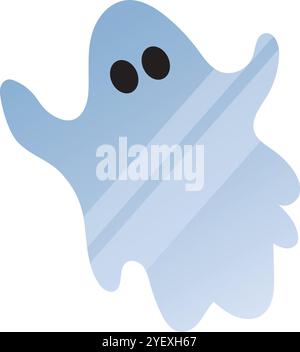 Blue ghost cartoon with simple shape and black eyes, Vector Stock ...