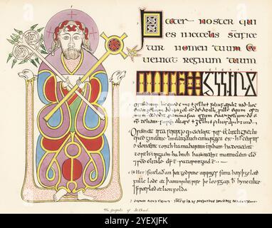 Anglo-Saxon Gospels. Portrait of St Matthew 1 and initial M from the ...