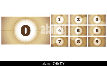 Countdown frames. Retro film movie timer universal counter with numbers ...