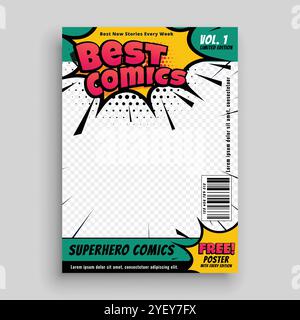 superhero comic magazine front cover page design Stock Vector Image ...