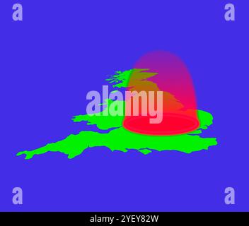 Conceptual illustration of a heat dome over North America. A heat dome ...