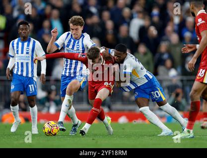 Liverpool's Conor Bradley (centre right) after the UEFA Champions ...