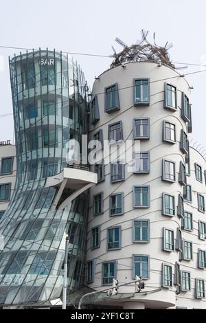 The iconic Dancing House in Prague, Czech Republic, stands as a ...