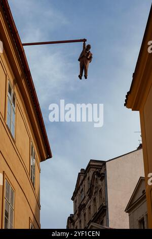 "Man hanging out" sculpture, by David Cerny. Prague, Czech Republic ...