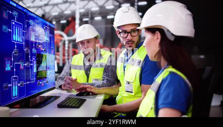Engineer Operator Using Scada System At Industrial Plant Stock Photo ...