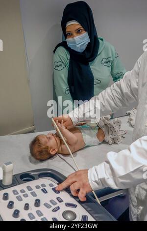 Child with heart disease scanned at Hotel Dieu de France hospital in ...