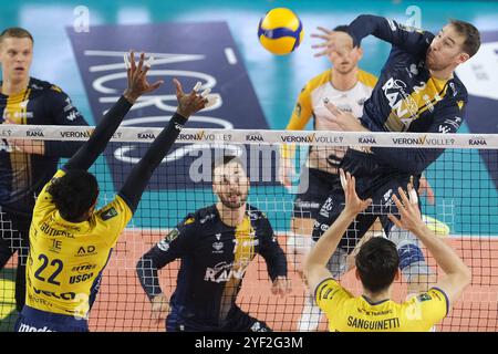 Spike by Lorenzo Cortesia (Rana Verona) during Itas Trentino vs Rana ...