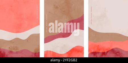 minimalist abstract hand painted wave flyers set Stock Vector Image ...