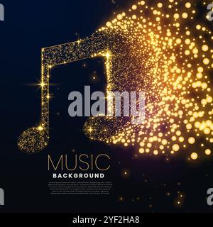 music note made with glowing particles background design Stock Vector ...
