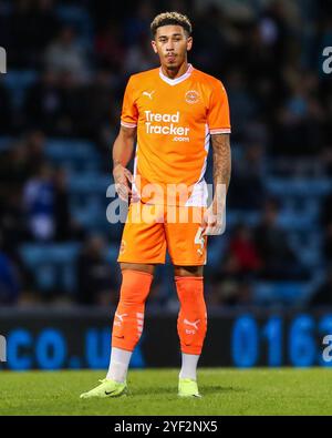 Jordan Lawrence-Gabriel (2) of Blackpool looks for a pass Stock Photo ...