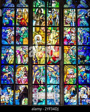 St Vitus Cathedral's Interior Mucha's Stained Glass Window In Prague ...