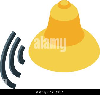 Gold bell notification icon, isometric style Stock Vector Image & Art ...