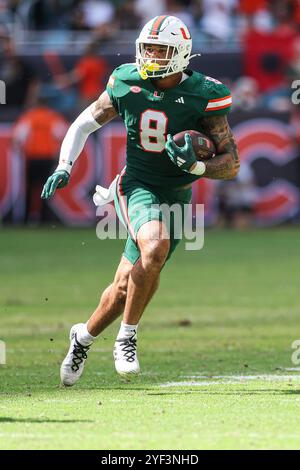 Miami tight end Elijah Arroyo speaks during a press conference at the ...