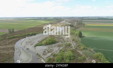 This drone photo captures the Selwyn River in New Zealand's Selwyn ...