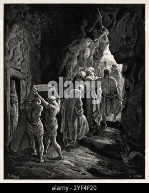 Burial of Sarah at Machpelah. Old Testament. Antique bible illustration ...