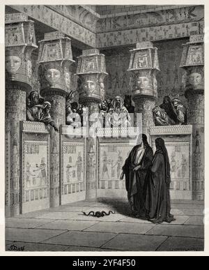 Moses and Aaron before Pharaoh. Moses the Hebrew prophet turns his ...