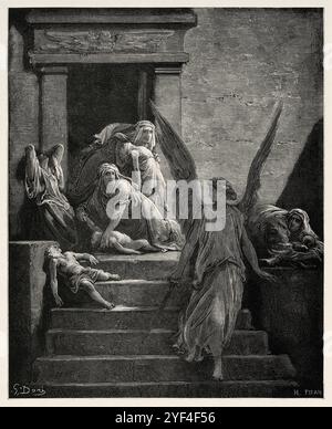 The tenth Plague: Death of Egyptians’ firstborn children, woodcut by ...