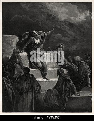 The Prophet Jeremiah. Old Testament. Antique digitally colored Biblical ...