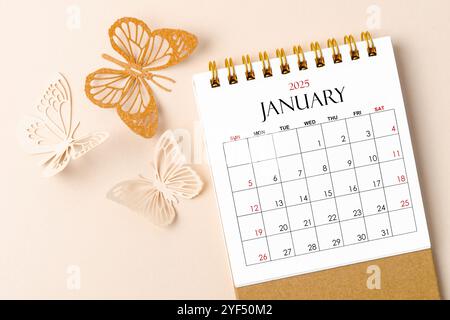 January 2025 desk calendar for the organizer to plan and reminder and ...