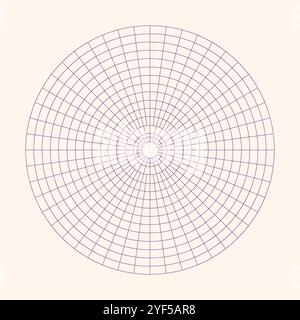 Polar coordinate circular grid isolated on white background. 360 ...