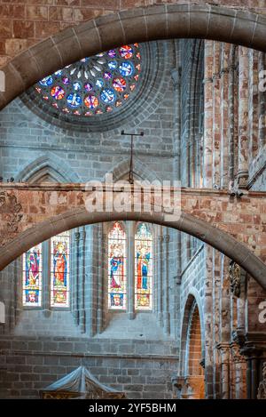 Stained glass windows of the Cathedral of Avila city, Spain Stock Photo ...