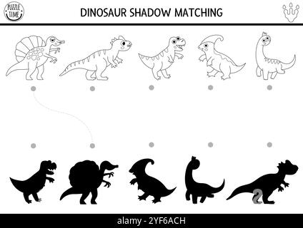 Dinosaur matching activity with T-rex, spinosaurus, stegosaur, volcano ...