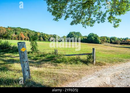 Hiking Trail Sign, Pedestrian Tourism, Foot of the Jura, Vaud Stock ...