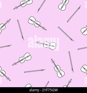 Violin icon sign. Seamless pattern with geometric texture. Vector Stock ...