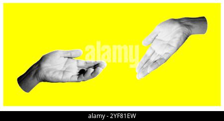 Halftone image of hand. Pop art retro style illustration Stock Vector ...