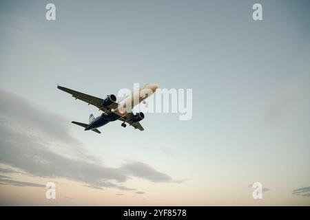 GoAir airline Airbus A320neo airplane flying. Aircraft A320 of Go Air ...