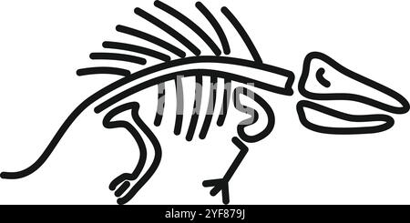 Simple line drawing of dimetrodon skeleton, a prehistoric reptile ...