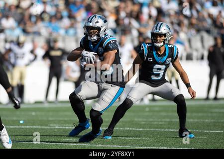 Carolina Panthers running back Chuba Hubbard (30) is tackled by New ...