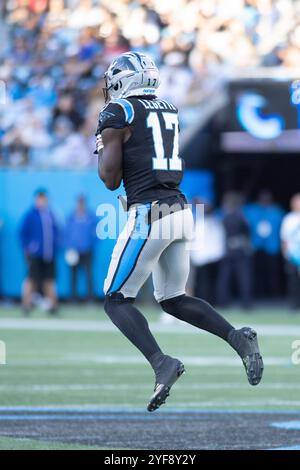 Carolina Panthers wide receiver Xavier Legette makes a selfie photo with spectators in the ...