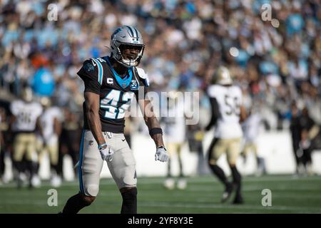 Carolina Panthers safety Sam Franklin Jr. (42) lines up during the ...