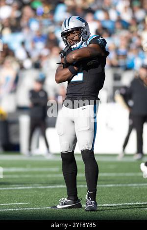 Carolina Panthers cornerback Michael Jackson (2) runs back his ...