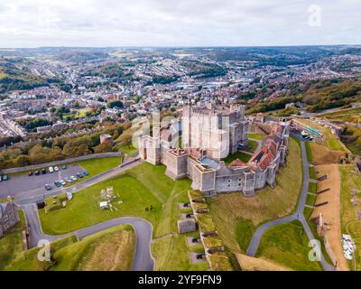 Aerial view of the Dover Castle. The most iconic of all English ...