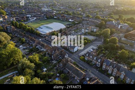 Drone aerial scenery of Canterbury city in Kent United Kingdom. Top ...