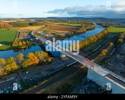 Aerial view of new River Tay Bridge on The Cross Tay Link Road (CTLR ...