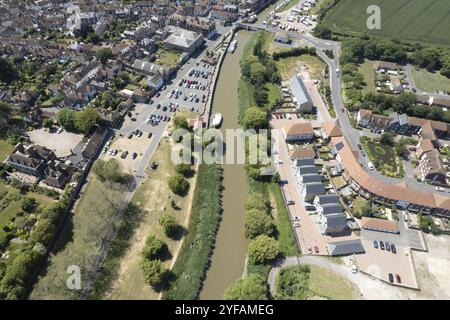 Drone aerial scenery of Sandwich village in Kent United Kingdom. Top ...