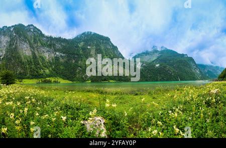 Koenigssee lake with Alp mountains in Konigsee, Berchtesgaden National ...