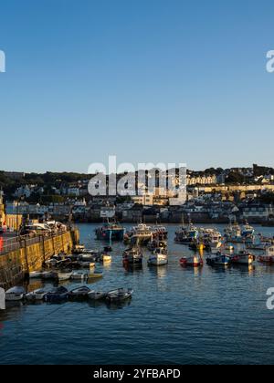 Fishing Boats, Sunset at St Ives Harbour, St Ives, Cornwall, England ...