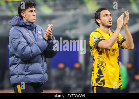 Alessandro Bastoni of FC Inter and Matteo Guendouzi of SS Lazio seen in ...