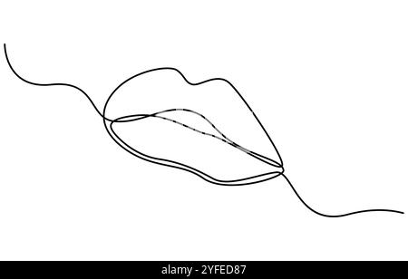 Woman Lips Continuous Line Art Illustration, Continuous single line ...
