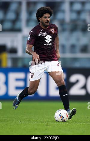 Saul Coco of Torino FC in action during the Coppa Italia football match ...