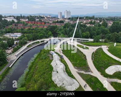 Stockingfield Bridge Park by the Forth & Clyde Canal, Glasgow, Scotland ...
