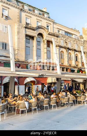 Split Croatia,Splitska Riva waterfront promenade boardwalk,park benches ...