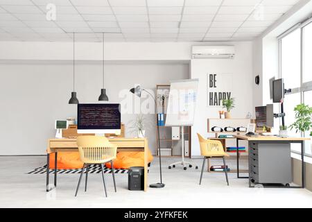 Interior of light programmer's office with desks and beanbags Stock ...